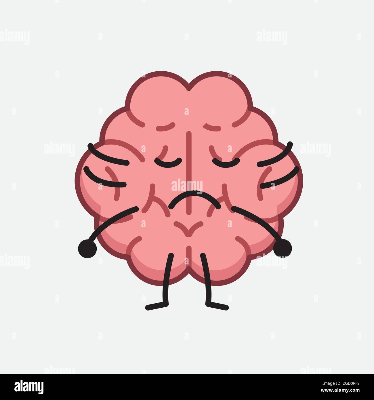 Vector Illustration of Brain Character with cute face and simple body ...