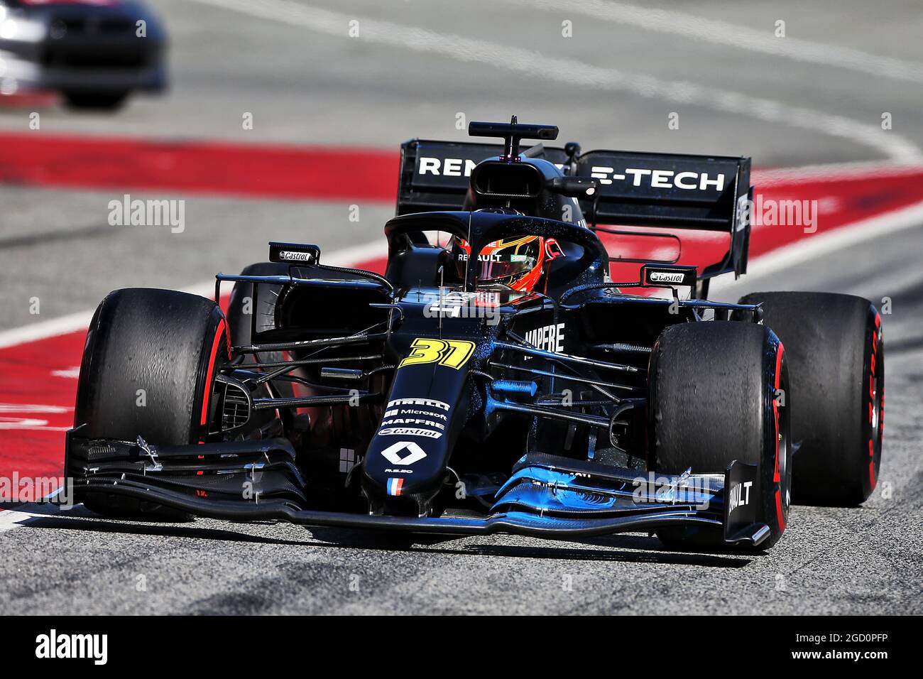 Renault f1 team rs20 flow vis paint on front wing hi-res stock ...