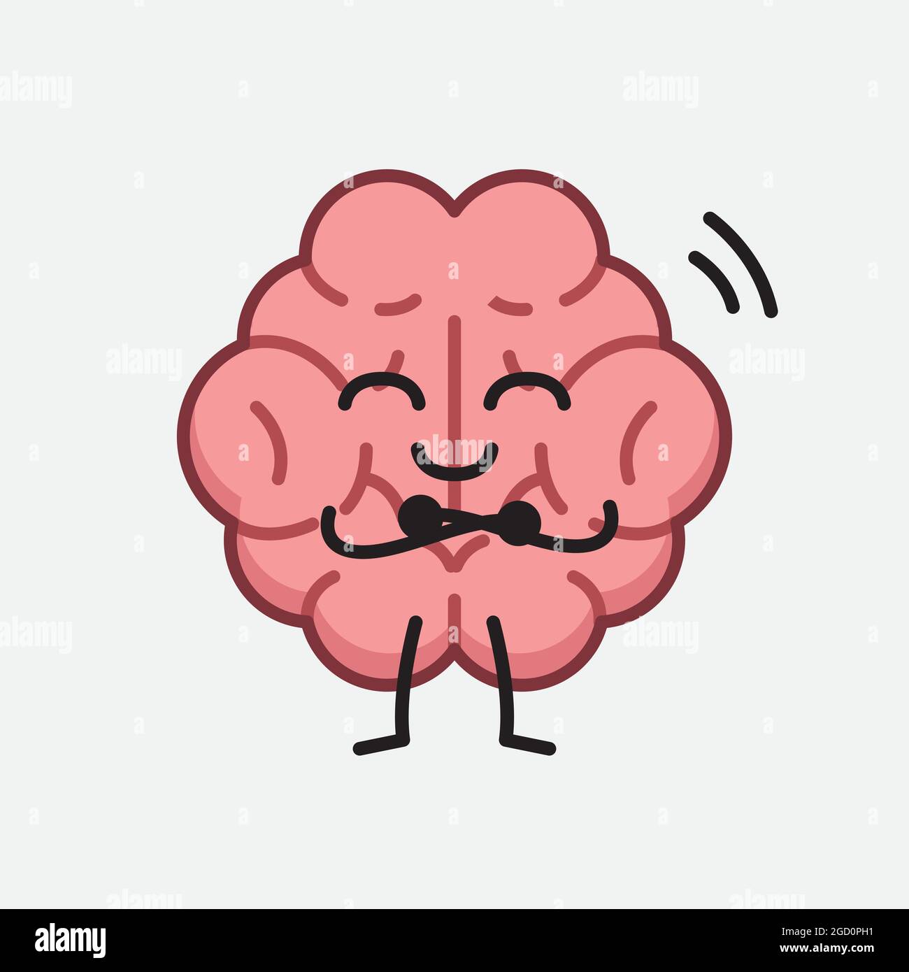 Vector Illustration of Brain Character with cute face and simple body ...