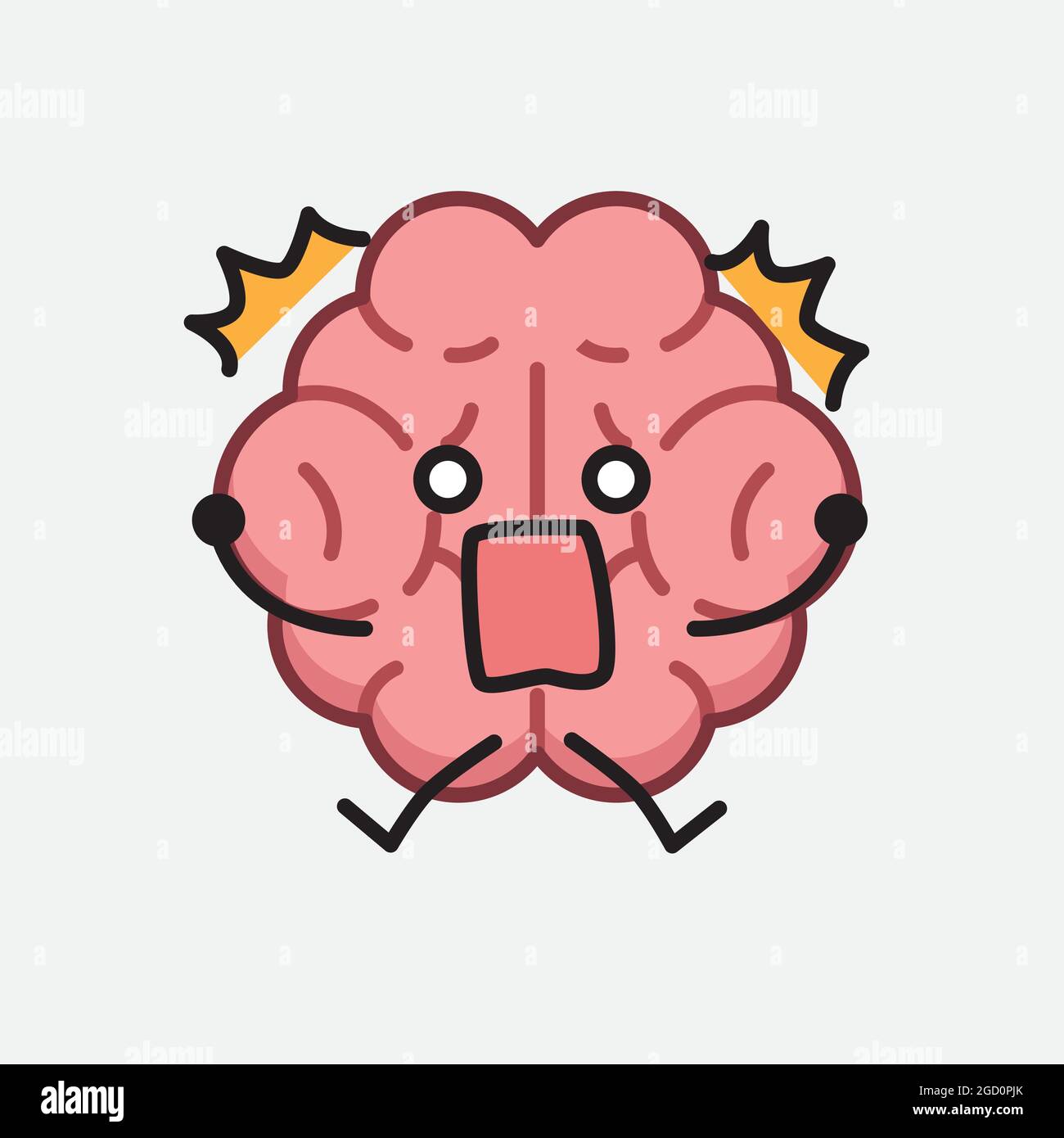 Vector Illustration of Brain Character with cute face and simple body ...