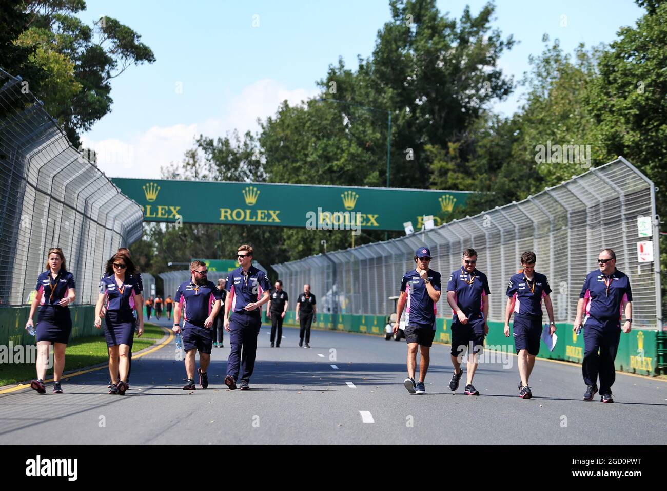 Lance Stroll (CDN) Racing Point F1 Team walks the circuit with the team ...