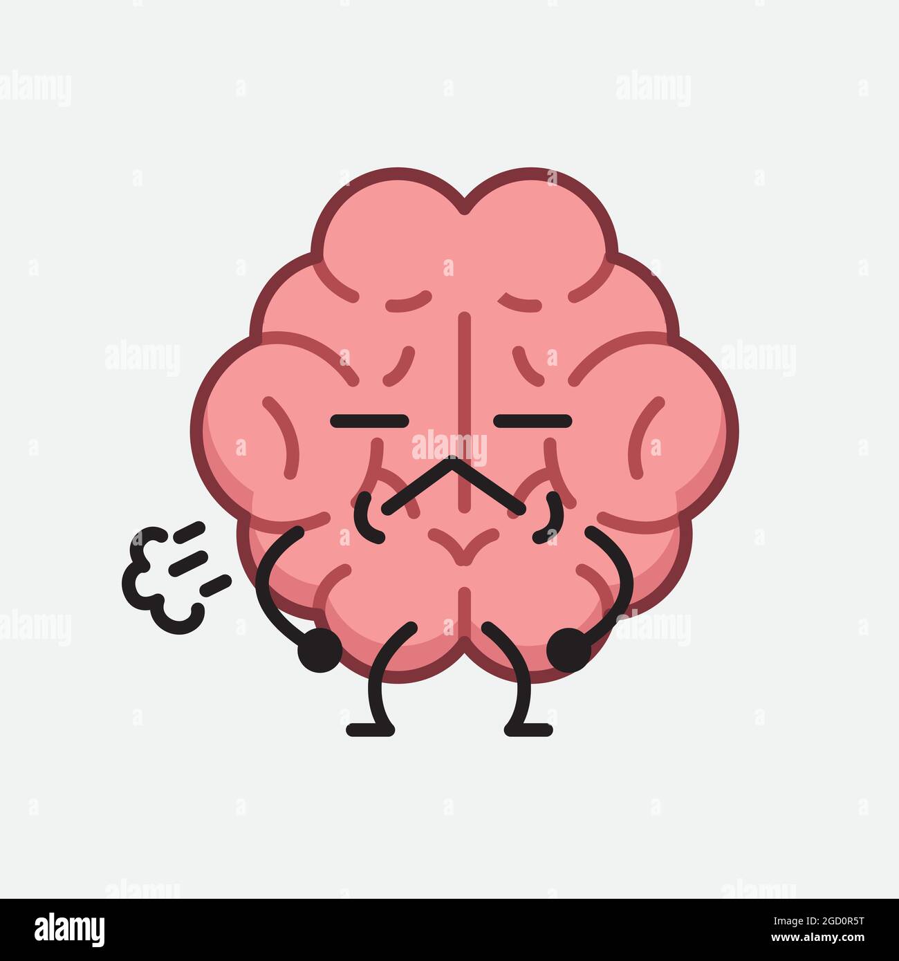 Vector Illustration of Brain Character with cute face and simple body ...