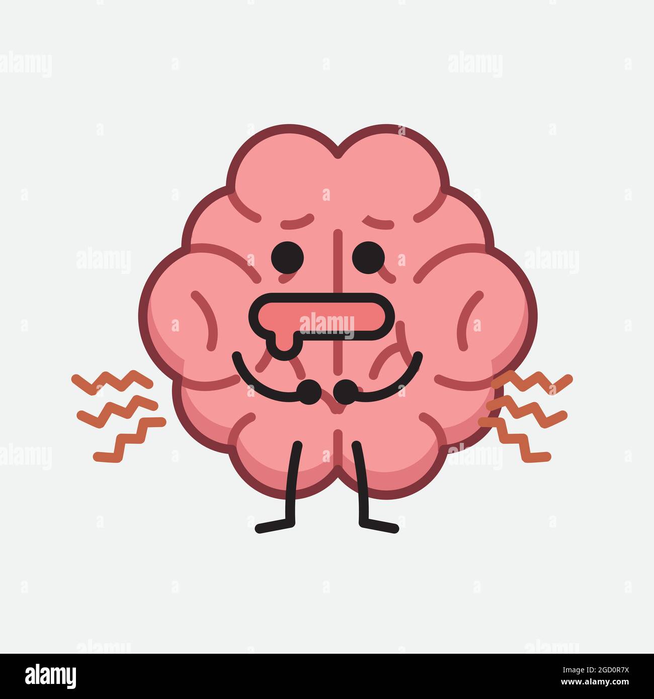 Vector Illustration of Brain Character with cute face and simple body ...