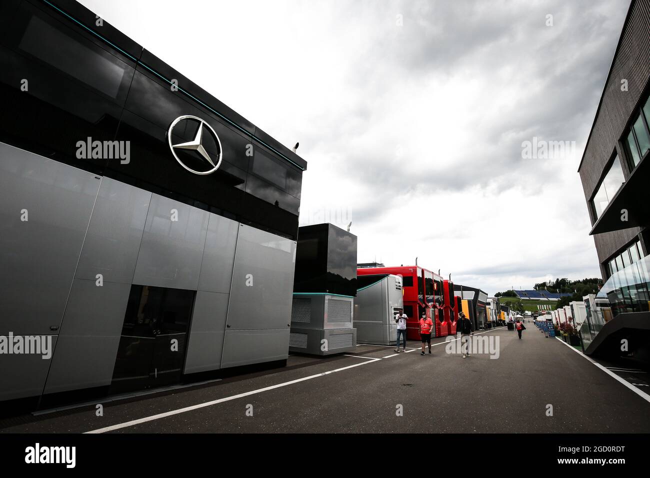Paddock atmosphere - Mercedes AMG F1 trucks in the paddock. Austrian ...