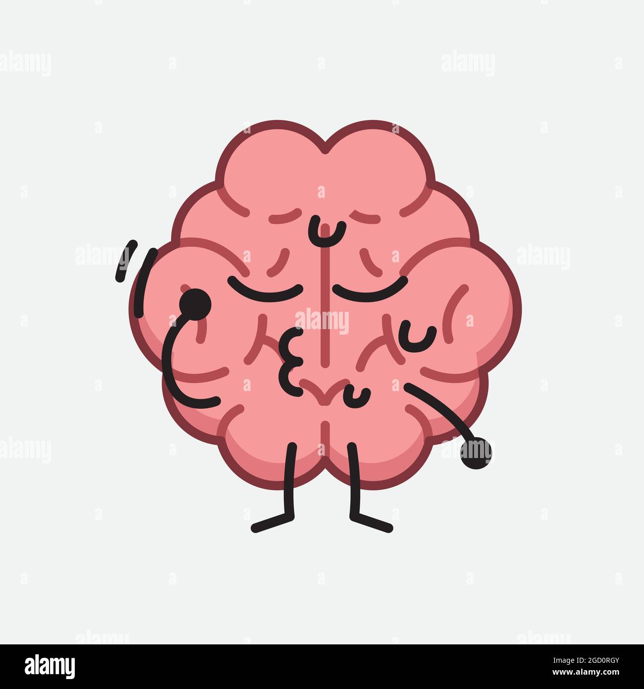 Vector Illustration of Brain Character with cute face and simple body ...