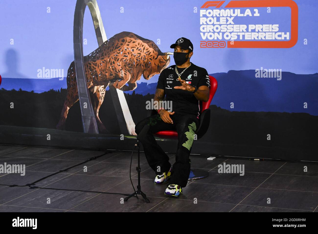 Lewis Hamilton (GBR) Mercedes AMG F1 in the FIA Press Conference ...