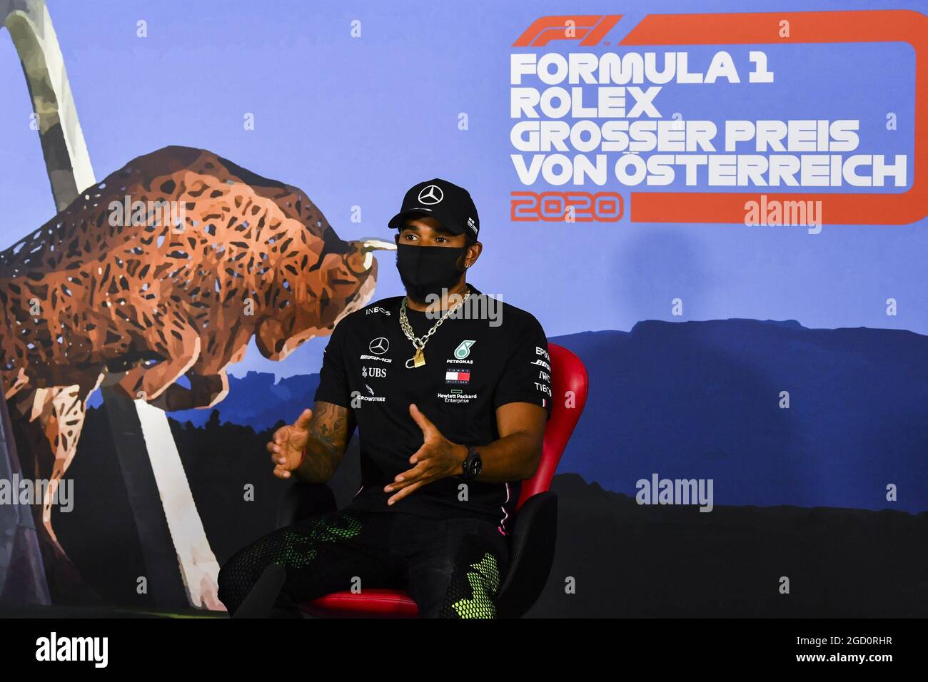 Lewis Hamilton (GBR) Mercedes AMG F1 in the FIA Press Conference ...
