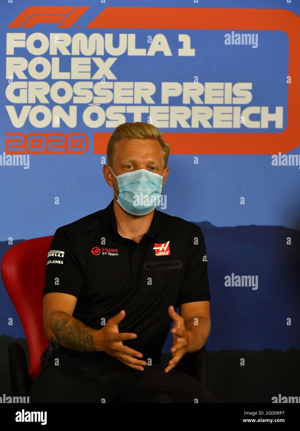 Kevin Magnussen (DEN) Haas F1 Team in the FIA Press Conference ...