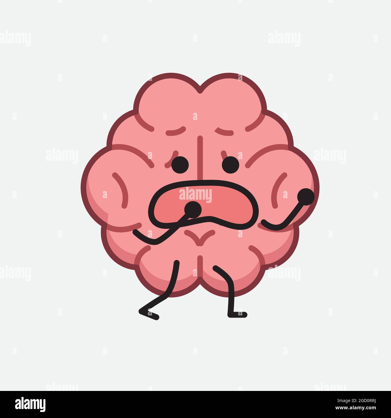 Vector Illustration of Brain Character with cute face and simple body ...
