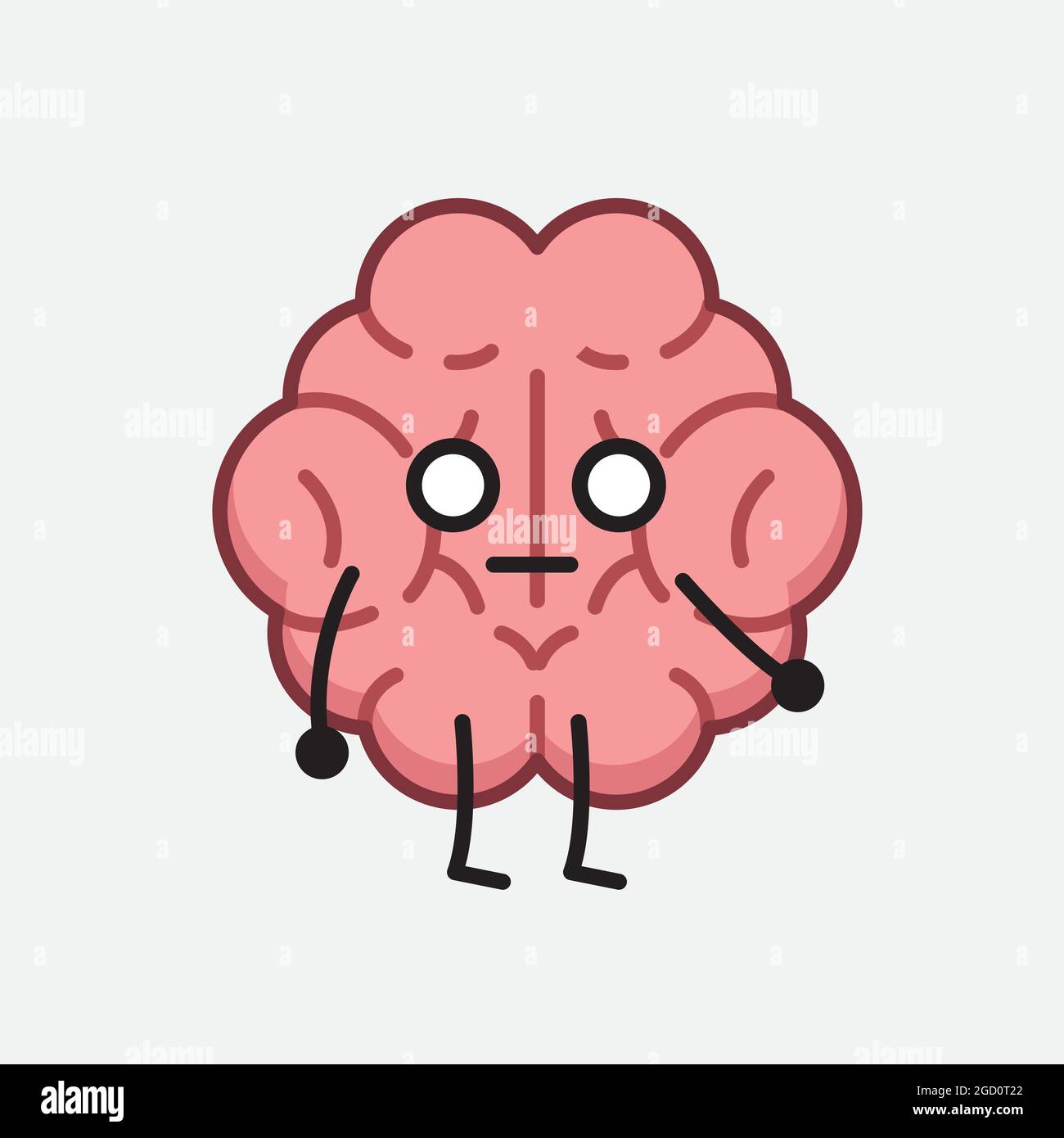 Vector Illustration of Brain Character with cute face and simple body ...