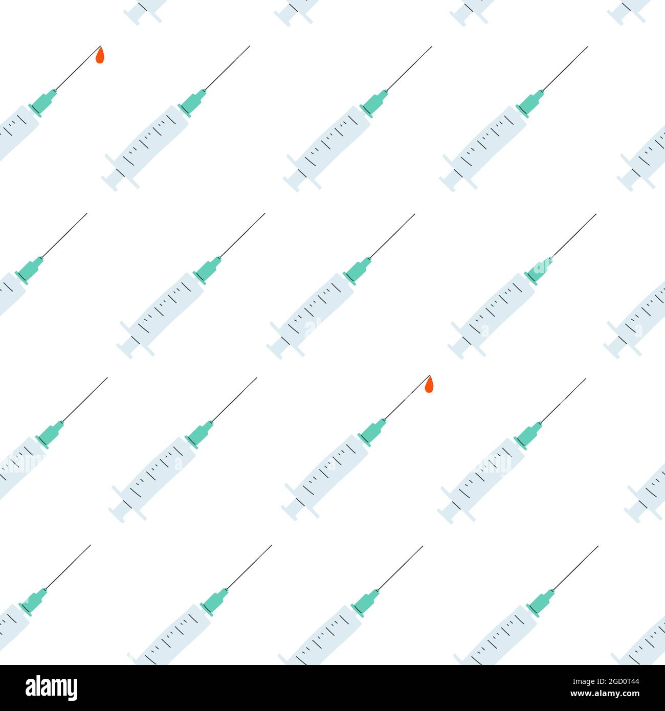 Seamless pattern of medical theme, syringe, drop of blood, structured ...