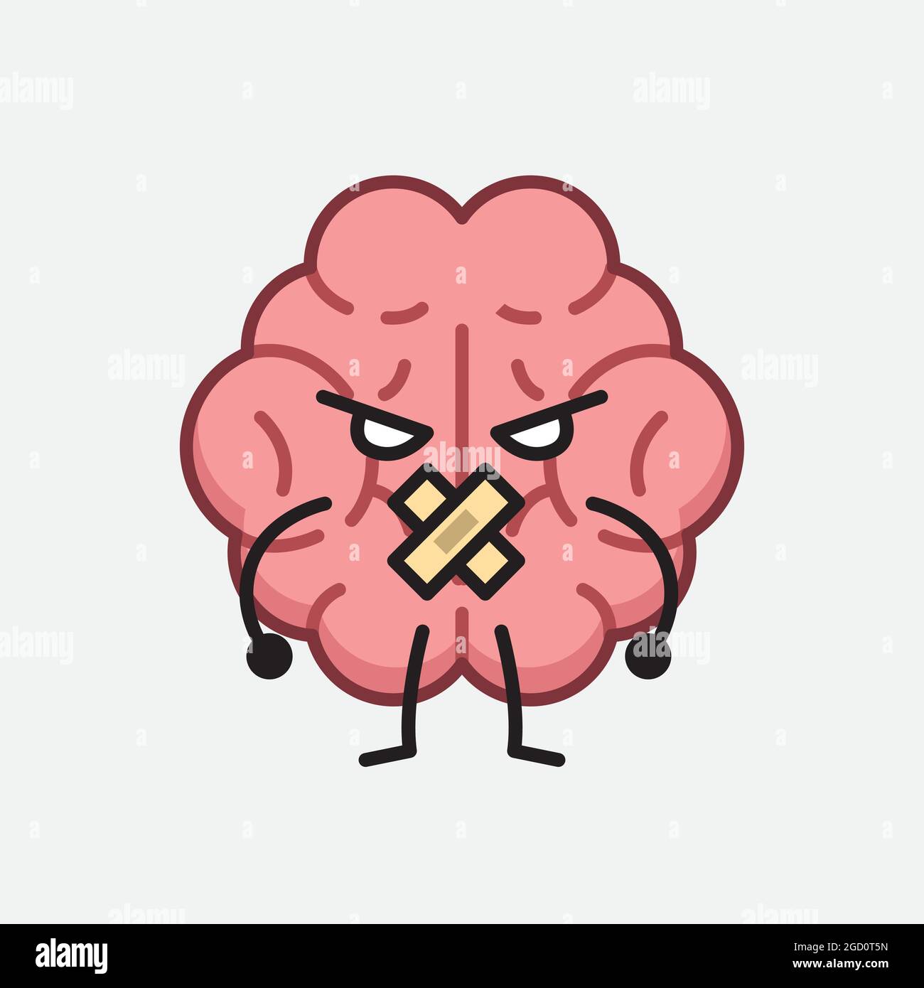 Vector Illustration of Brain Character with cute face and simple body ...