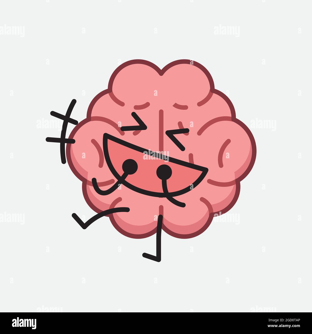 Vector Illustration of Brain Character with cute face and simple body ...