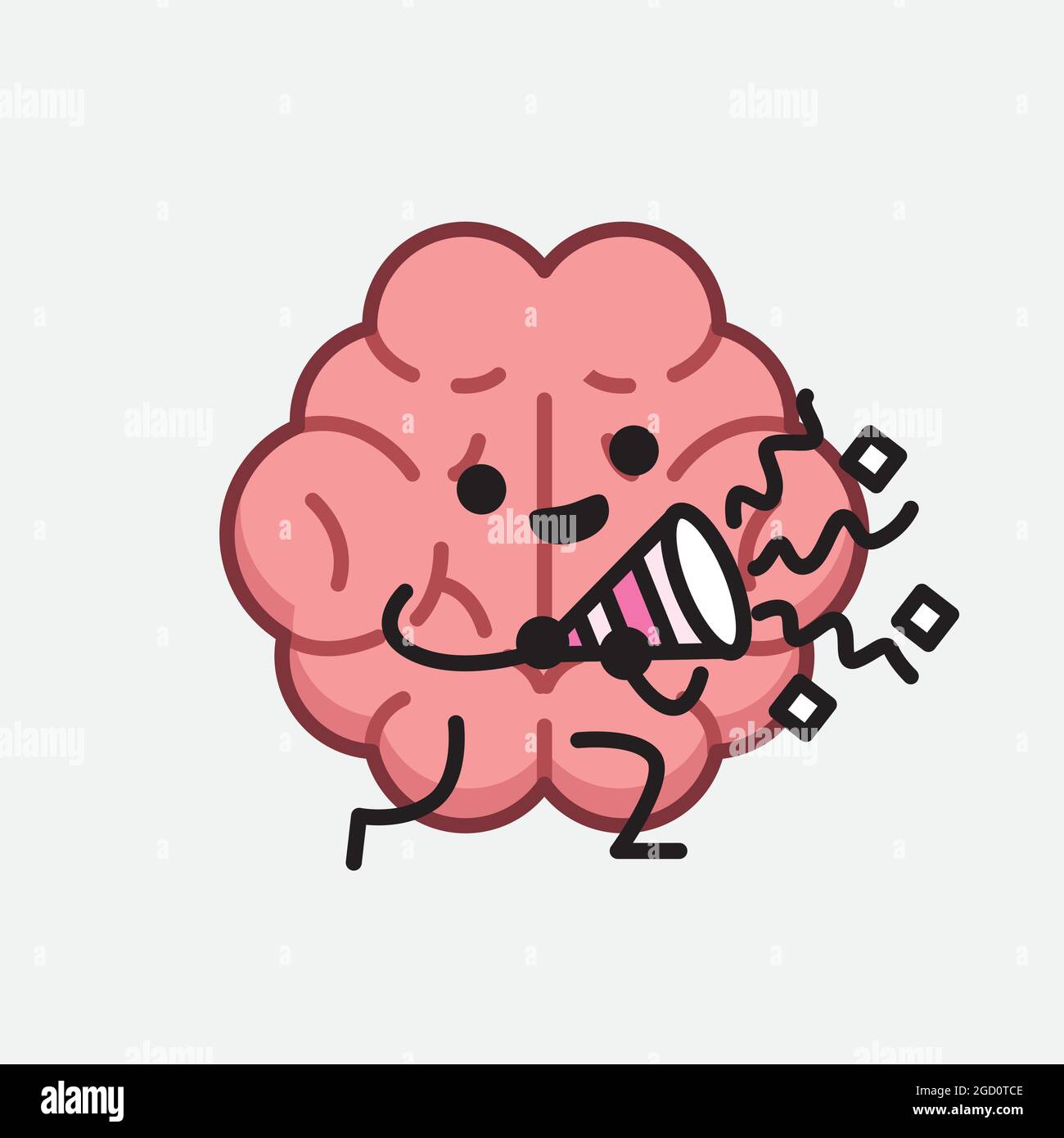Vector Illustration of Brain Character with cute face and simple body ...