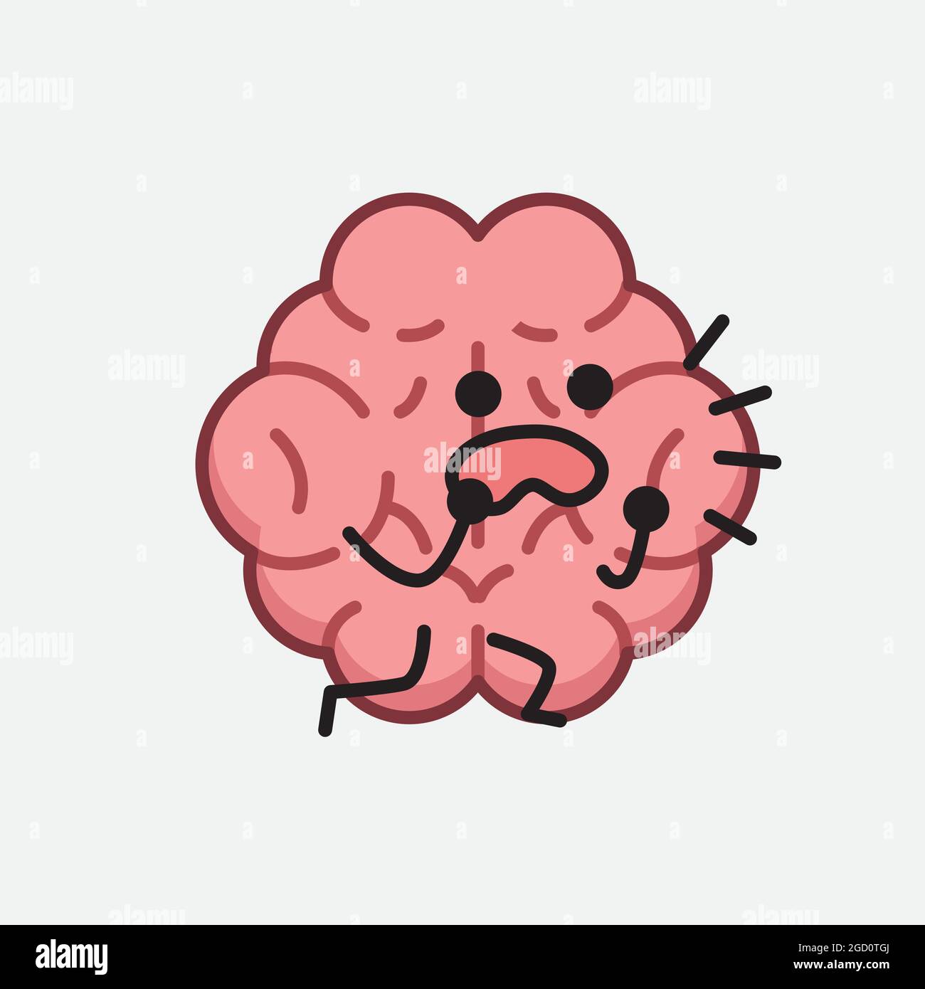 Vector Illustration of Brain Character with cute face and simple body ...