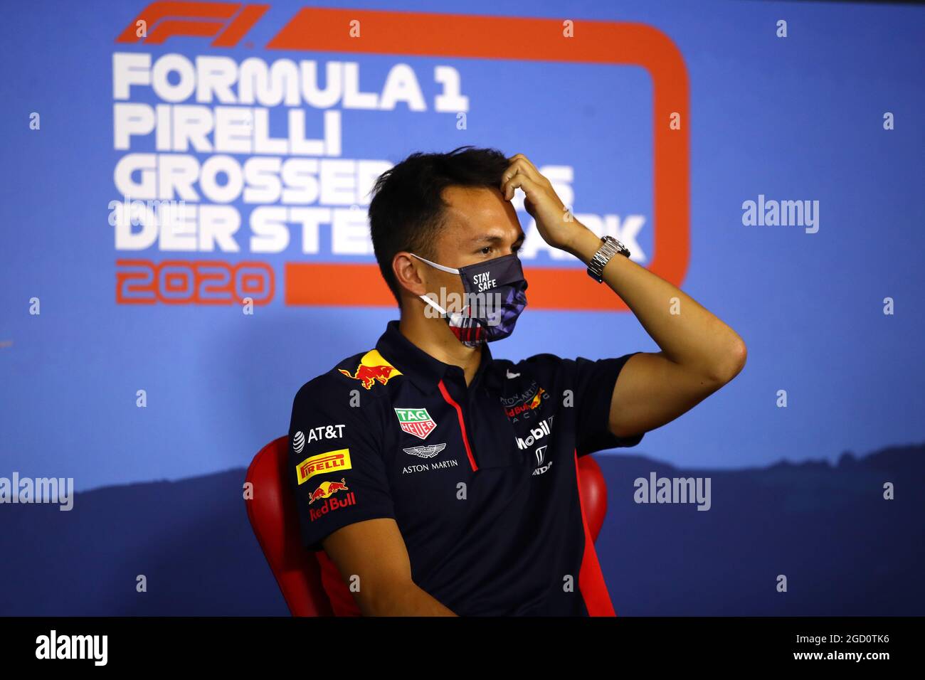 Alexander Albon (THA) Red Bull Racing in the FIA Press Conference ...