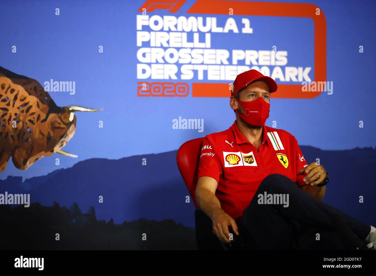 Sebastian Vettel (GER) Ferrari in the FIA Press Conference. Steiermark ...