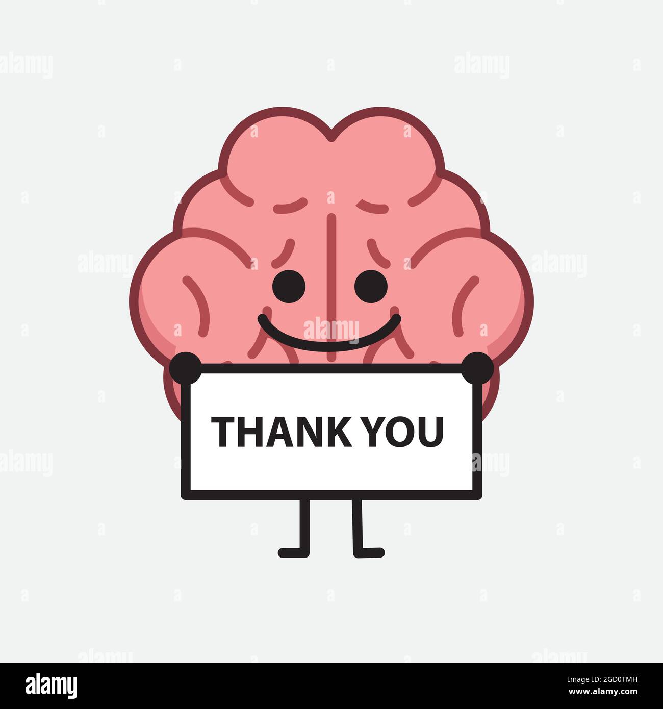 Vector Illustration of Brain Character with cute face and simple body ...
