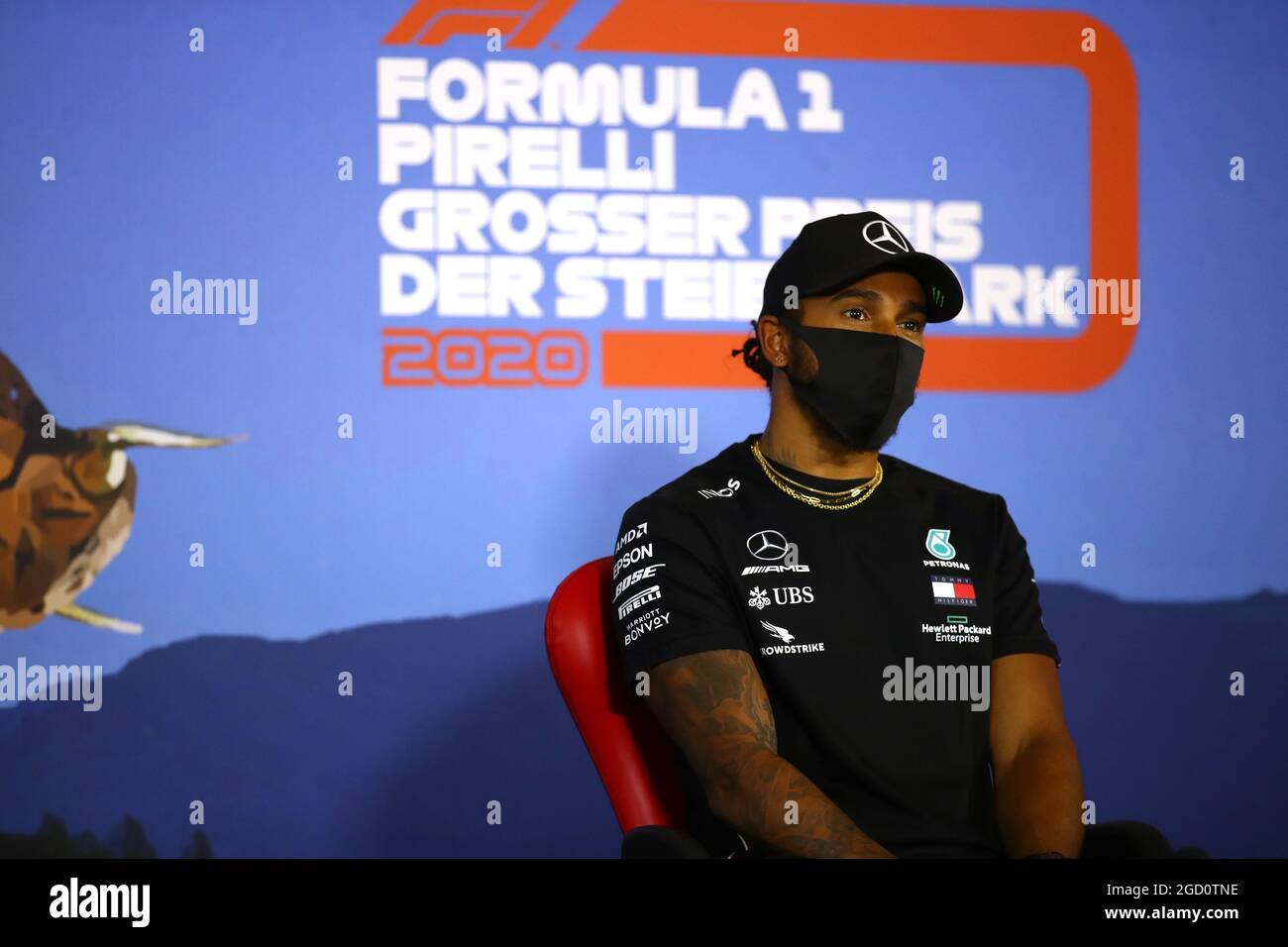 Lewis Hamilton (GBR) Mercedes AMG F1 in the FIA Press Conference ...