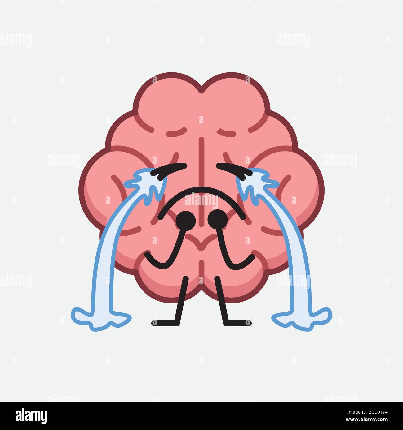 Vector Illustration of Brain Character with cute face and simple body ...