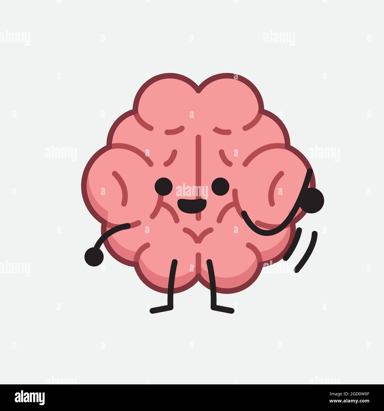 Vector Illustration of Brain Character with cute face and simple body ...