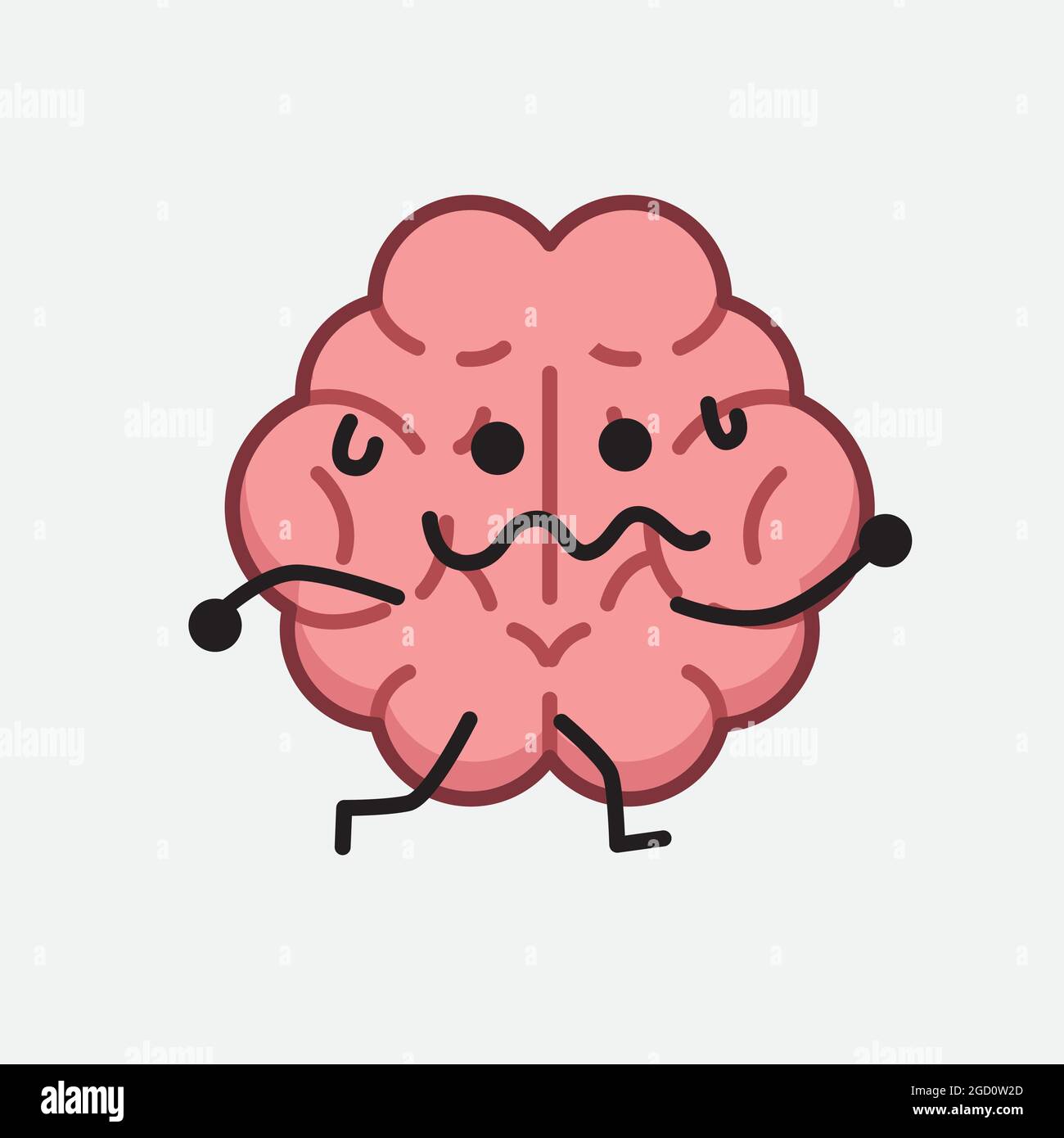 Vector Illustration of Brain Character with cute face and simple body ...