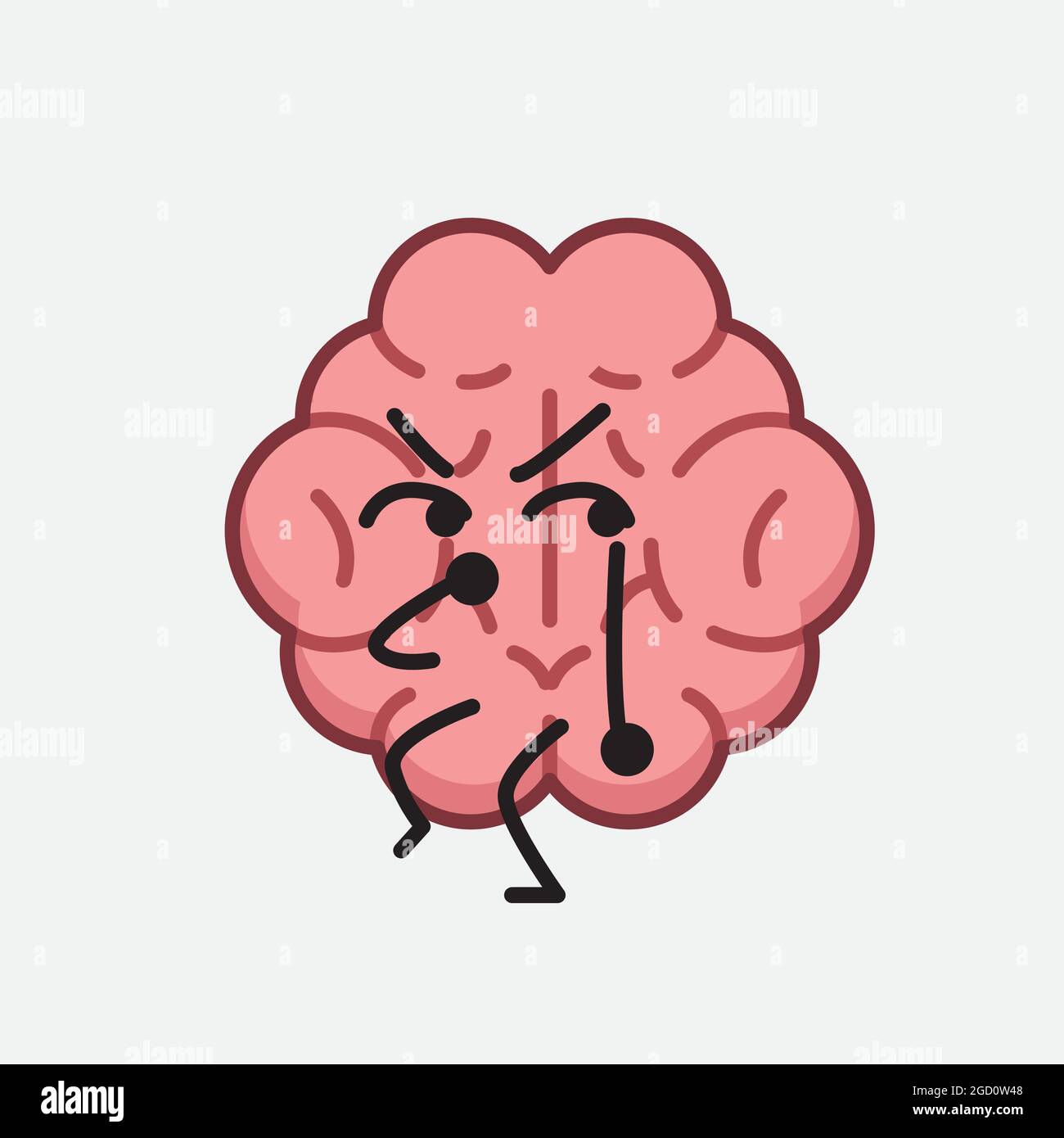 Vector Illustration of Brain Character with cute face and simple body ...