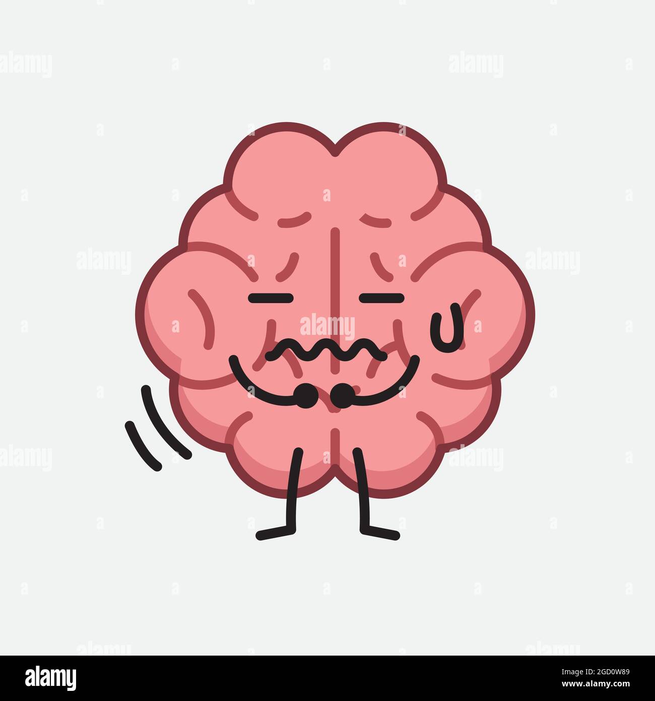 Vector Illustration of Brain Character with cute face and simple body ...