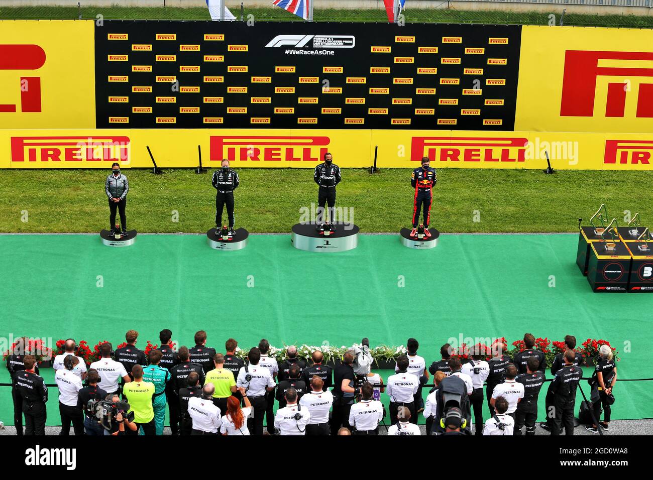 The podium (L to R): Stephanie Travers (GBR) Mercedes AMG F1 Trackside ...