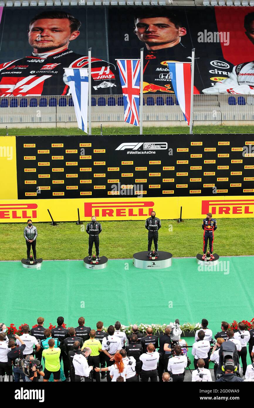 The podium (L to R): Stephanie Travers (GBR) Mercedes AMG F1 Trackside ...