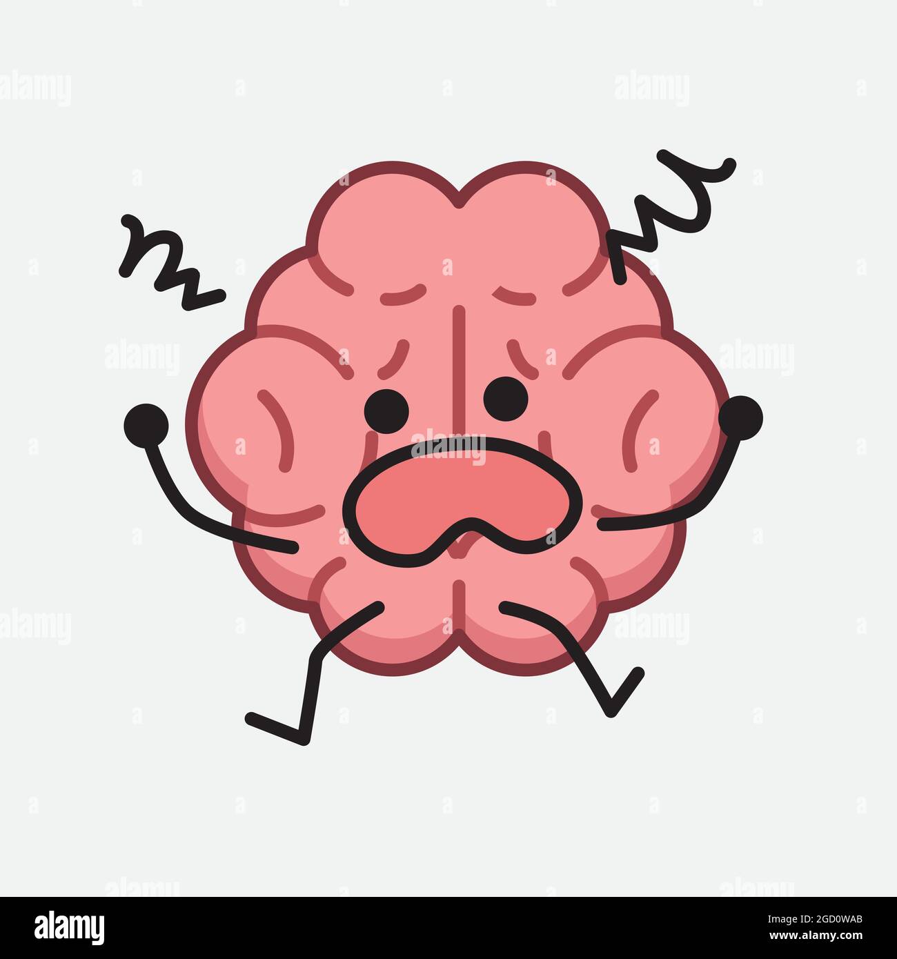 Vector Illustration of Brain Character with cute face and simple body ...