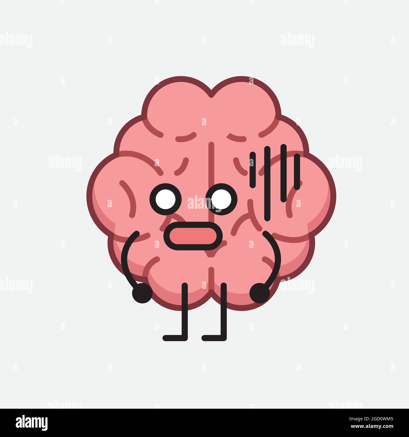 Vector Illustration of Brain Character with cute face and simple body ...