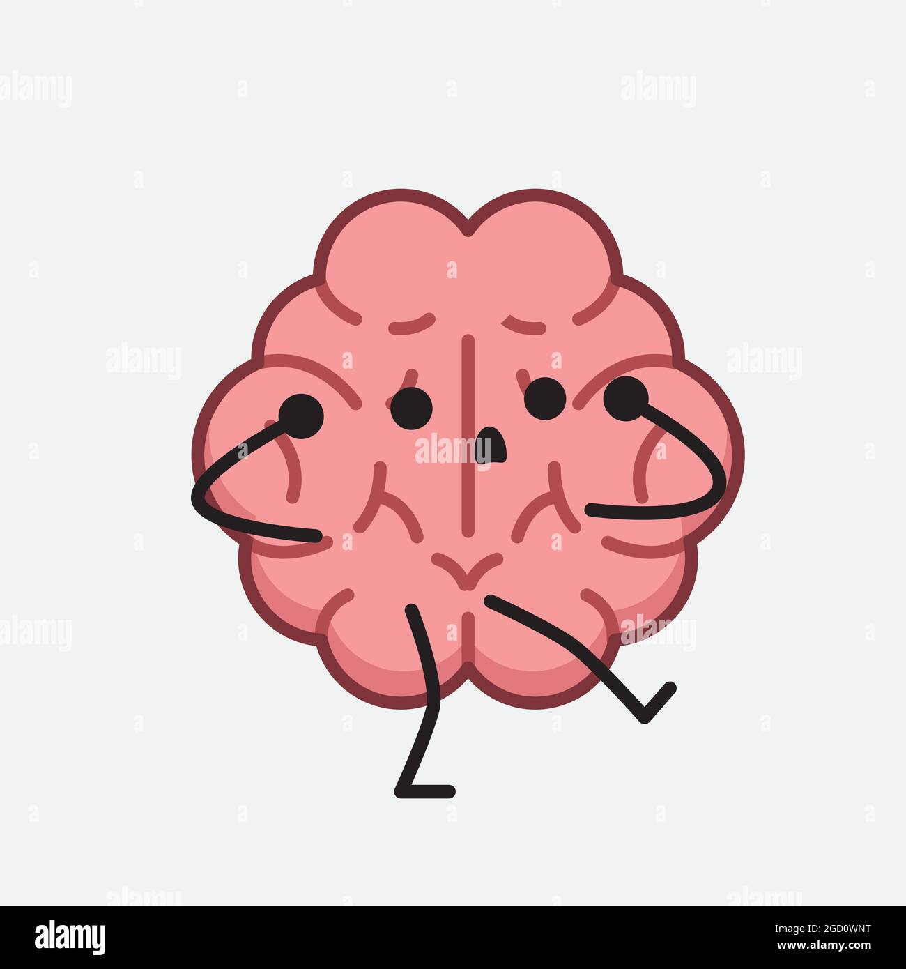 Vector Illustration of Brain Character with cute face and simple body ...
