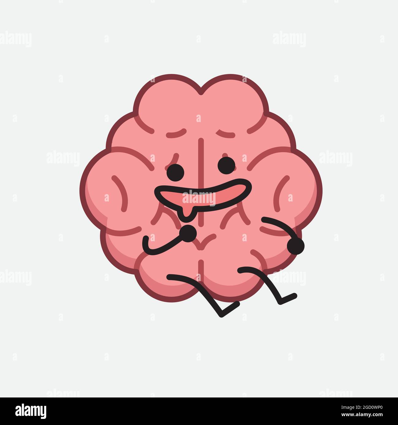 Vector Illustration of Brain Character with cute face and simple body ...