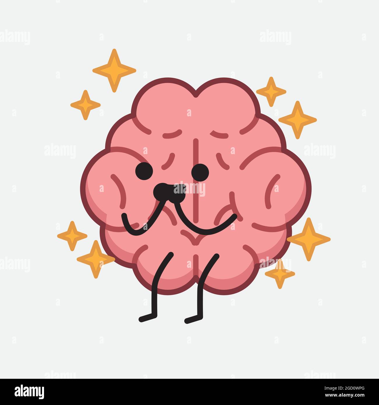 Vector Illustration of Brain Character with cute face and simple body ...
