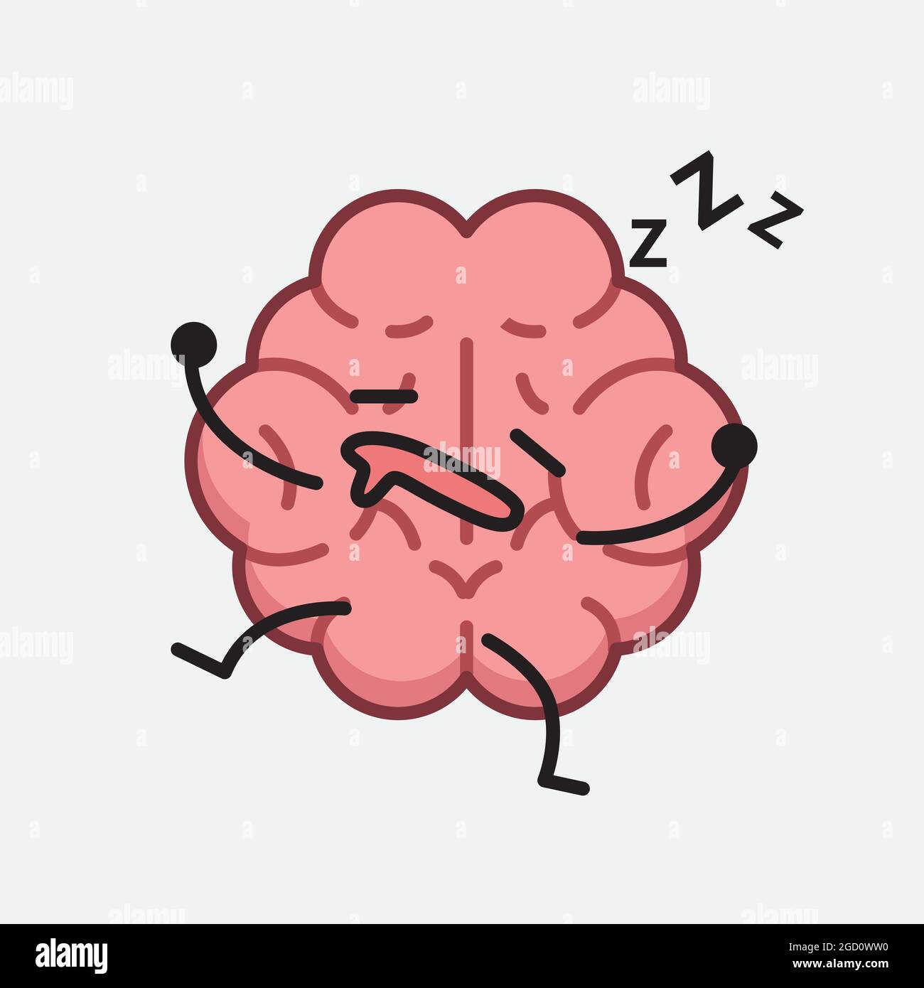 Vector Illustration of Brain Character with cute face and simple body ...