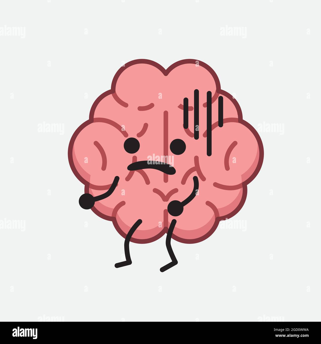 Vector Illustration of Brain Character with cute face and simple body ...
