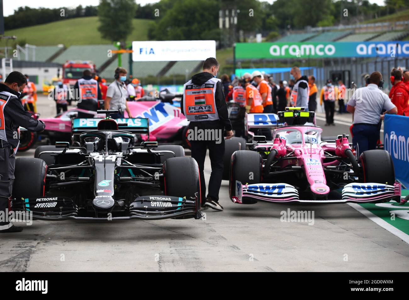 The Mercedes AMG F1 W11 of pole sitter Lewis Hamilton (GBR) Mercedes ...