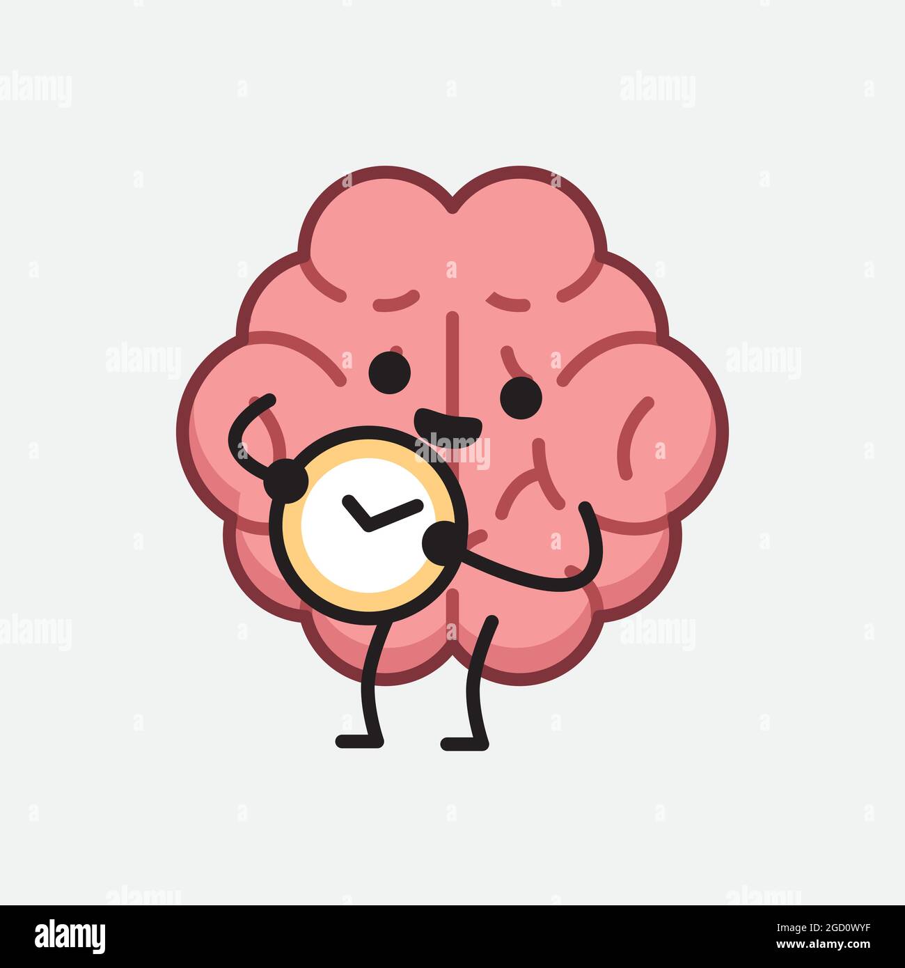 Vector Illustration of Brain Character with cute face and simple body ...