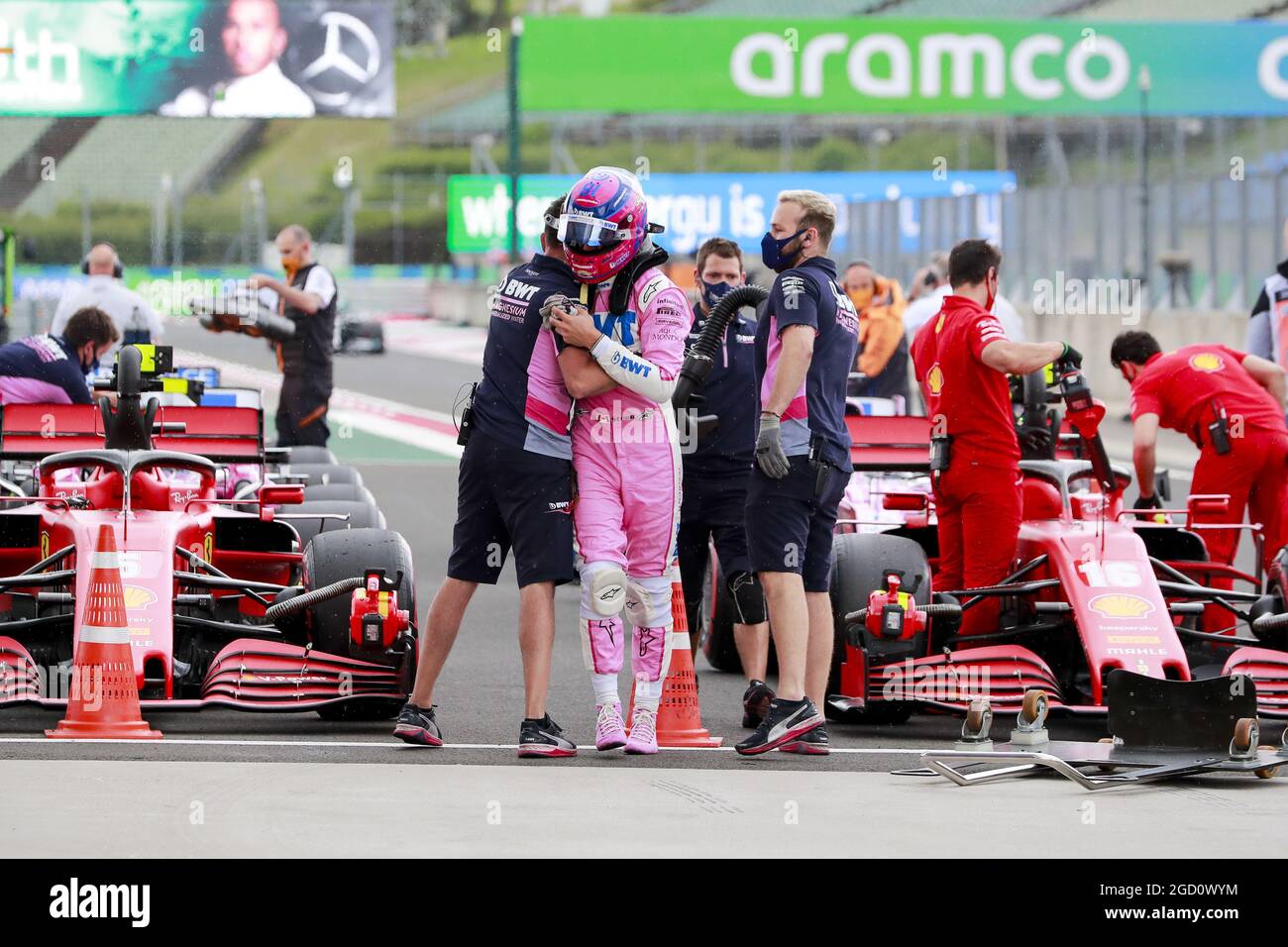 Racing point f1 team celebrates his third position team hi-res stock ...