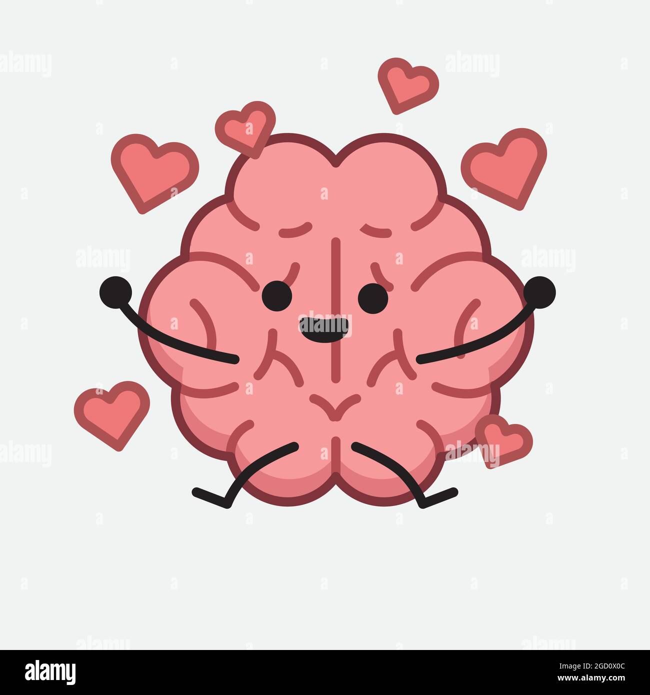 Vector Illustration of Brain Character with cute face and simple body ...