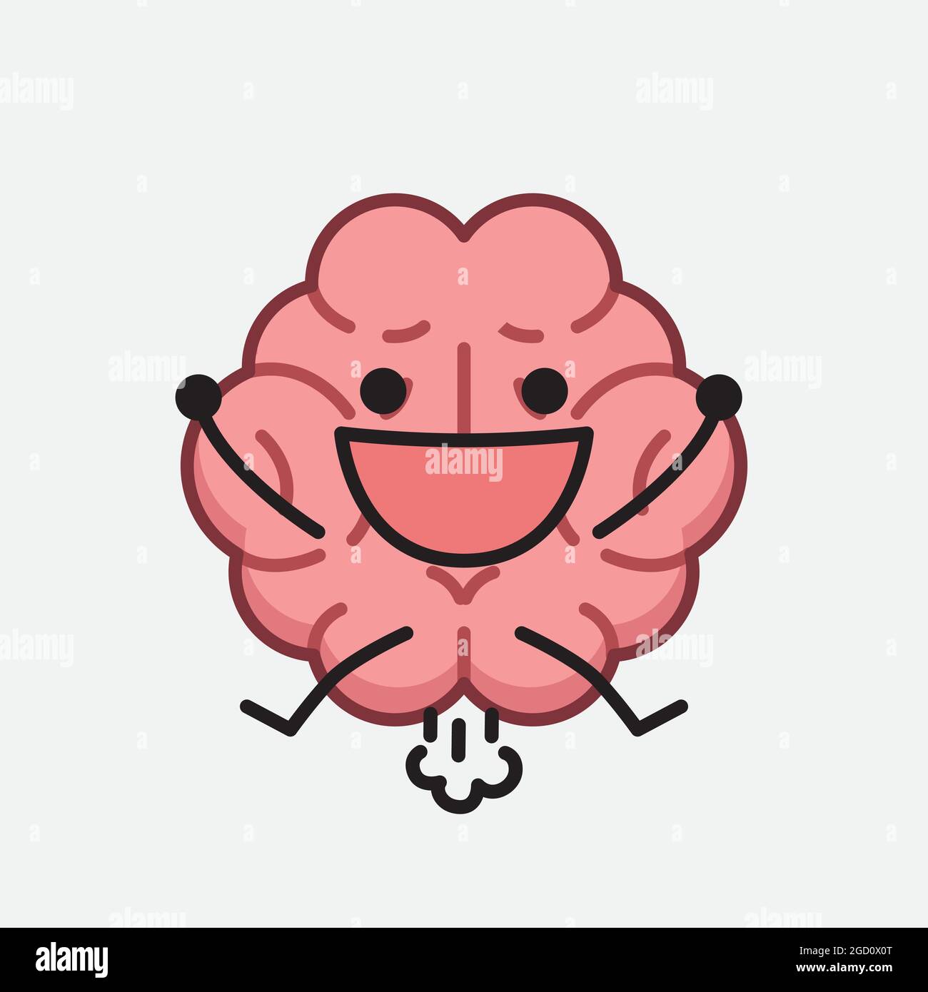 Vector Illustration of Brain Character with cute face and simple body ...