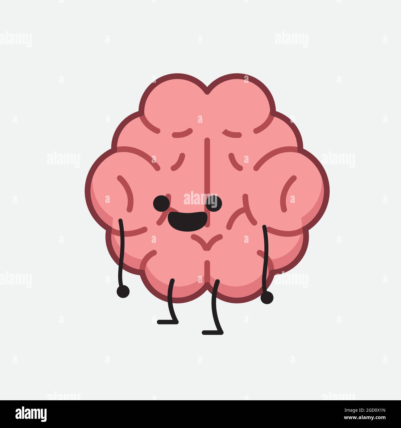 Vector Illustration of Brain Character with cute face and simple body ...