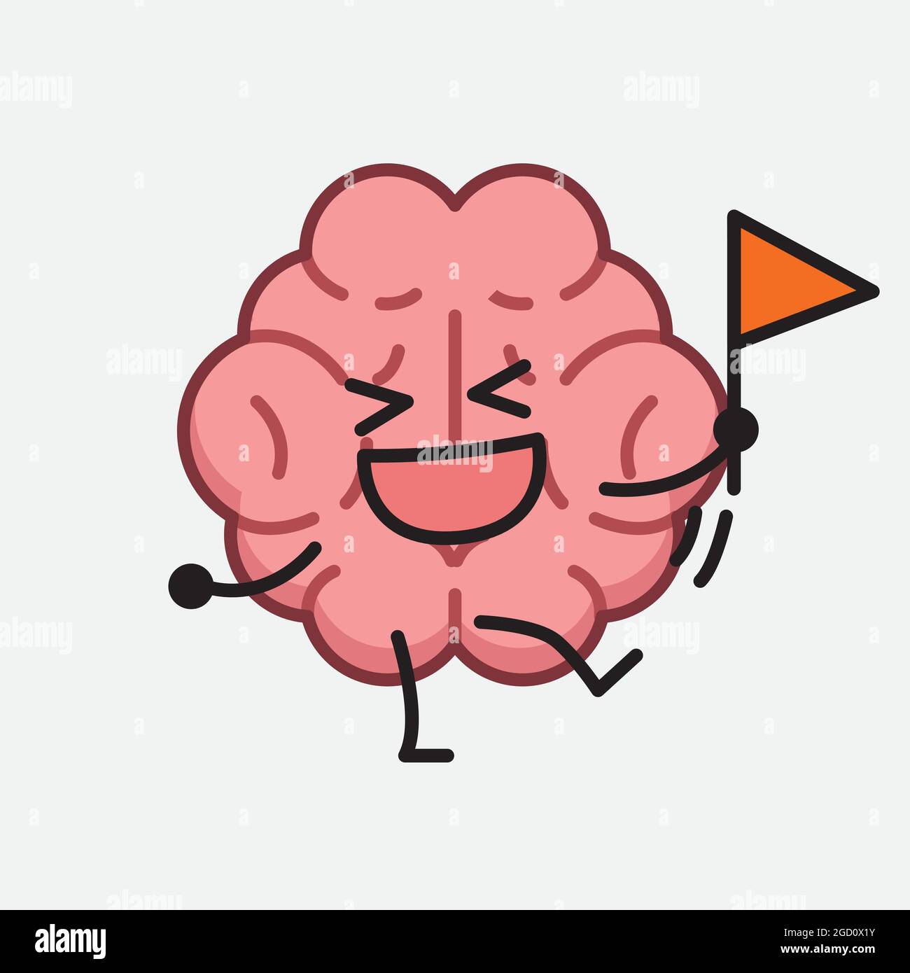 Vector Illustration of Brain Character with cute face and simple body ...