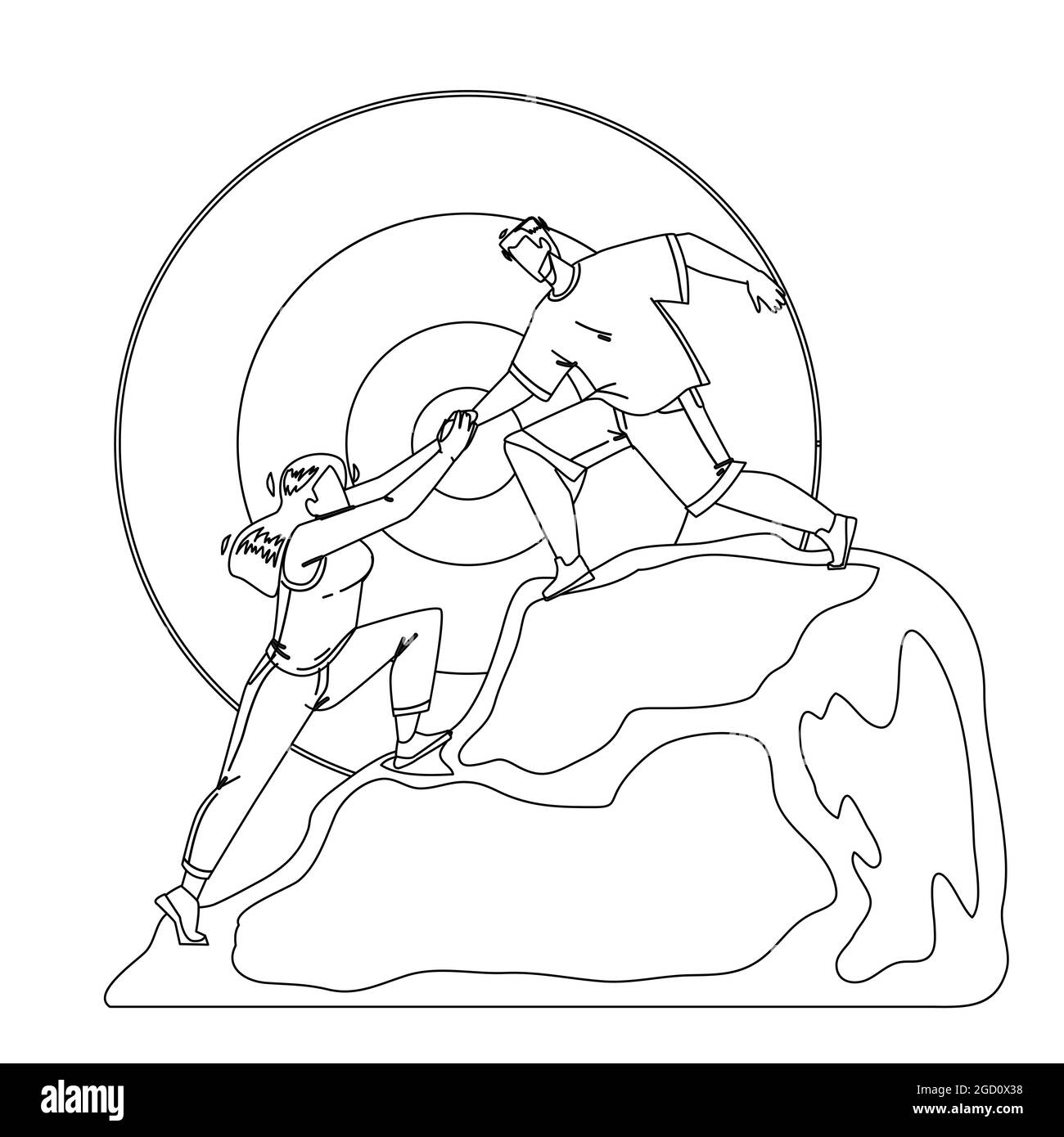 Mountain Climbing Man And Woman Couple Vector Stock Vector Image & Art ...