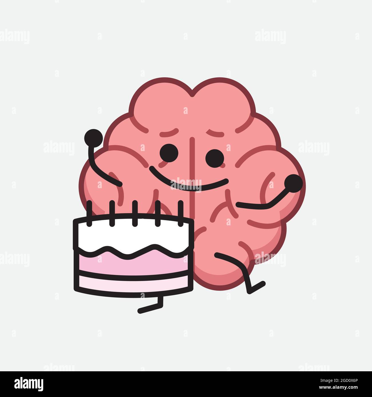 Vector Illustration of Brain Character with cute face and simple body ...