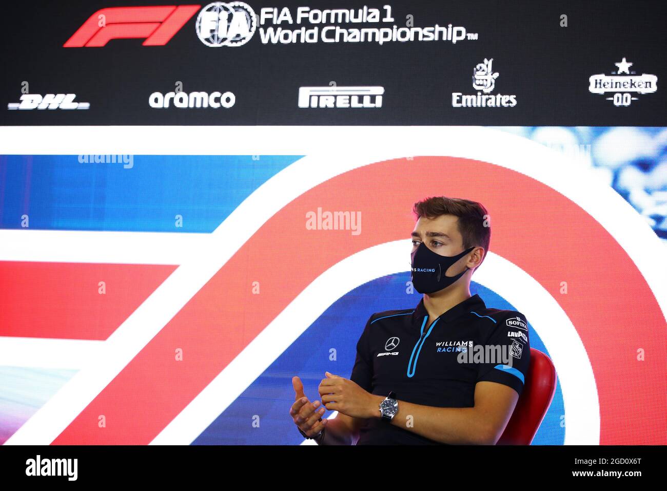 George Russell (GBR) Williams Racing in the FIA Press Conference ...