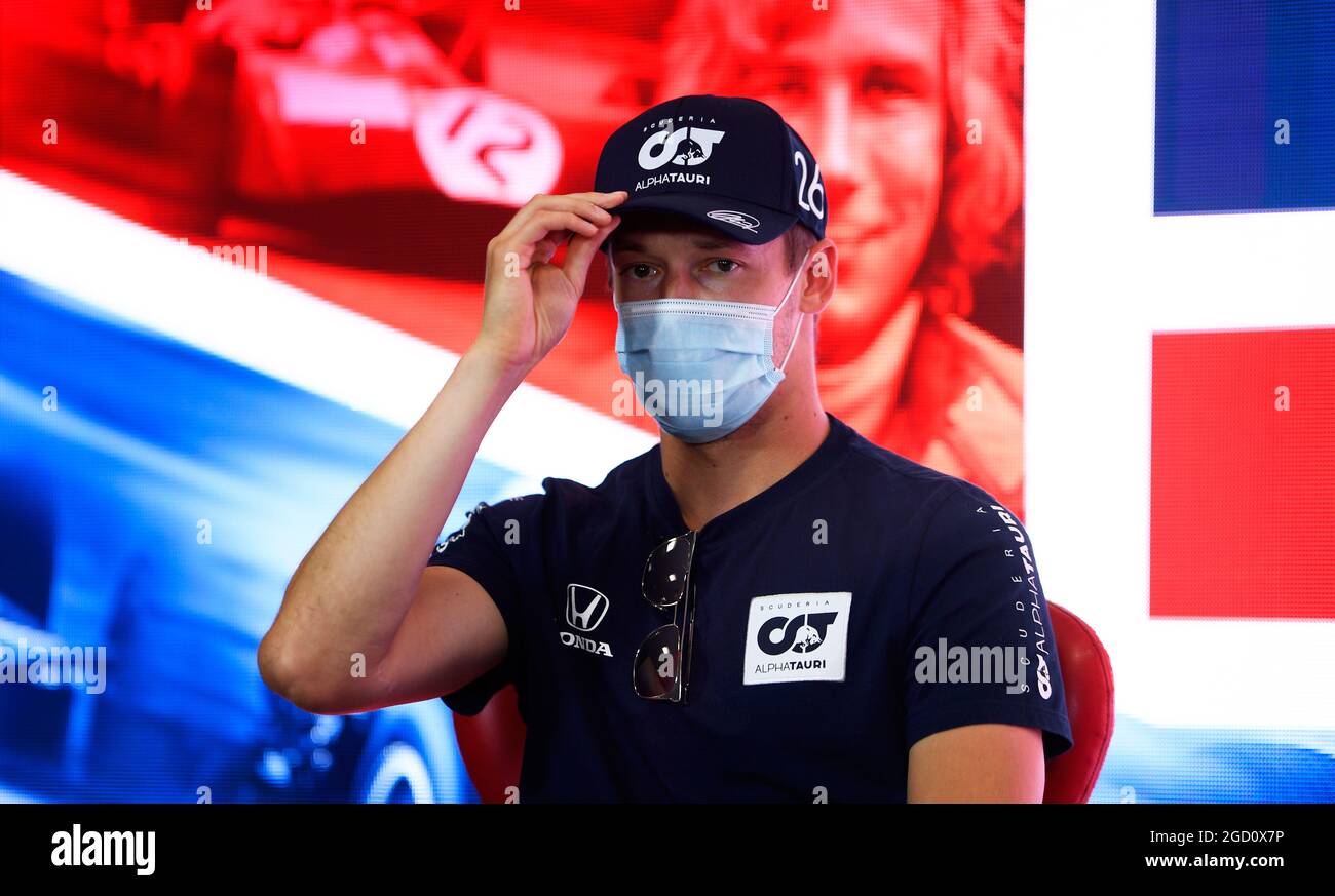 Daniil Kvyat (RUS) AlphaTauri in the FIA Press Conference. British ...