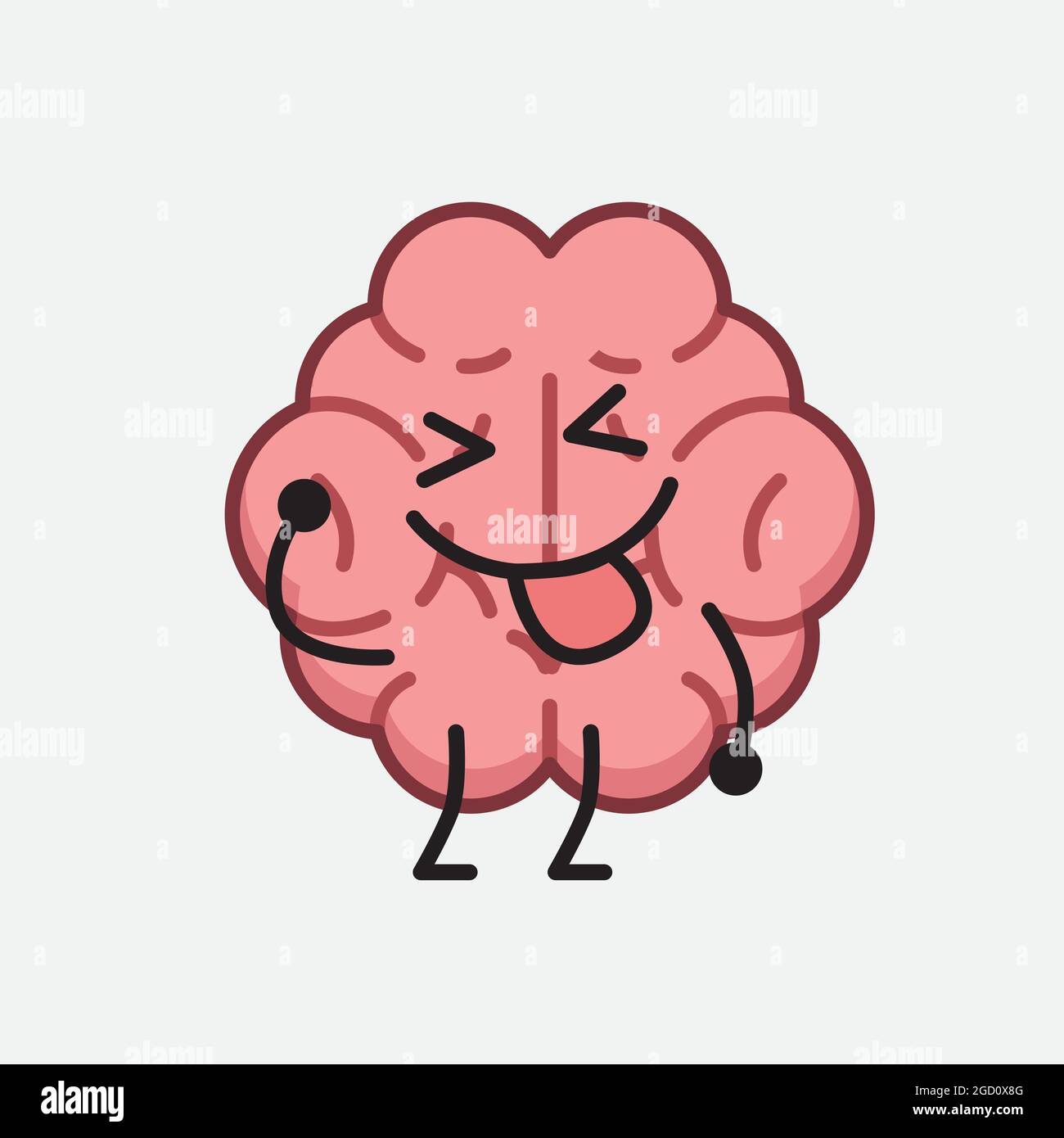 Vector Illustration of Brain Character with cute face and simple body ...