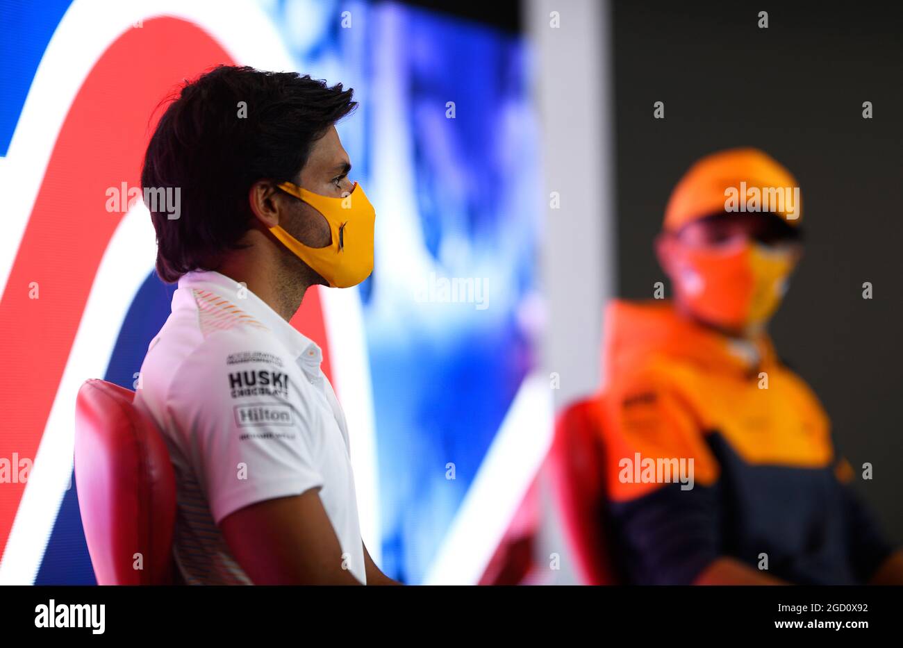 Carlos Sainz Jr (ESP) McLaren in the FIA Press Conference. British ...